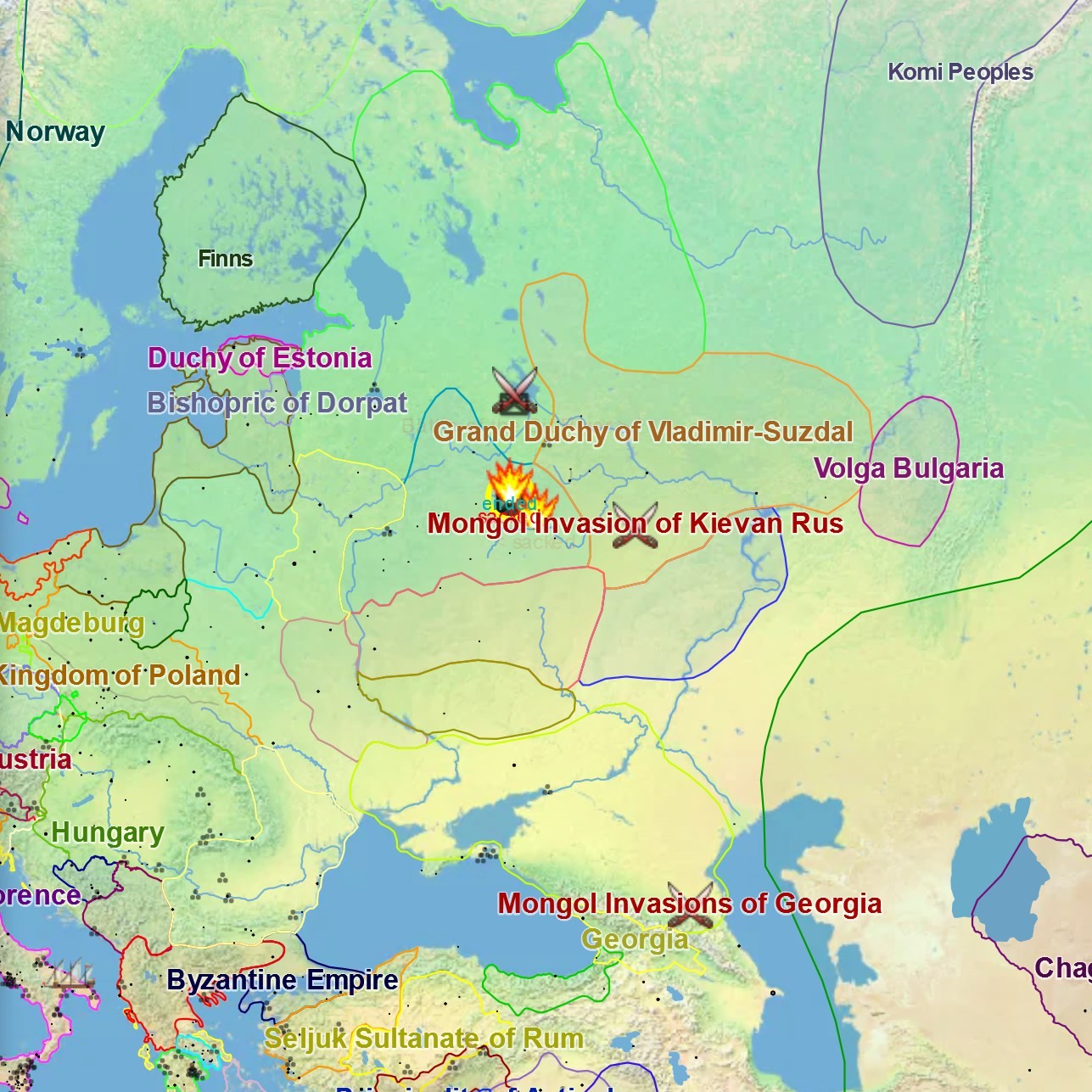 Explore Mongol Invasions of Russia in 1238AD